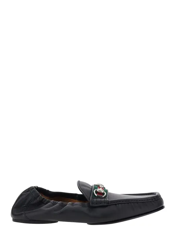 Gucci Loafers With Rounded Toe And Horsebit Detail On Front In Leather For - Black