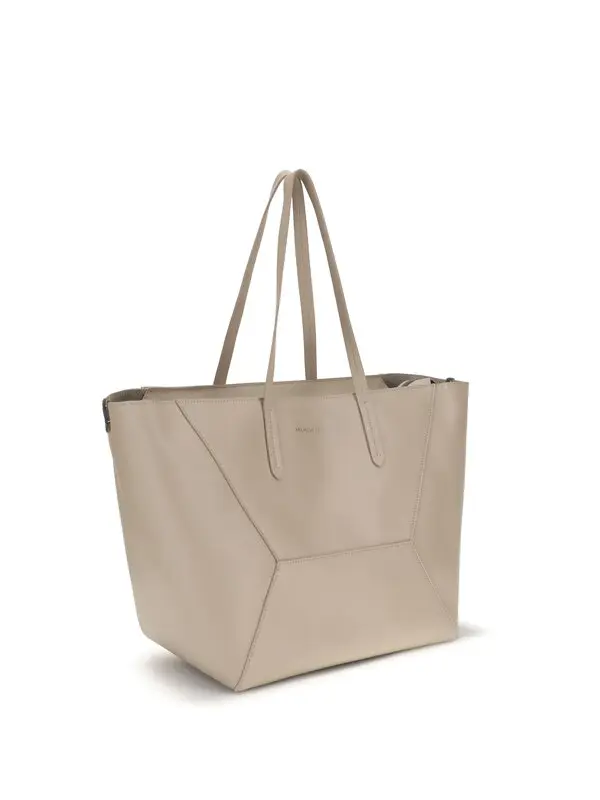 Brunello Cucinelli Leather Tote Bag - Cream