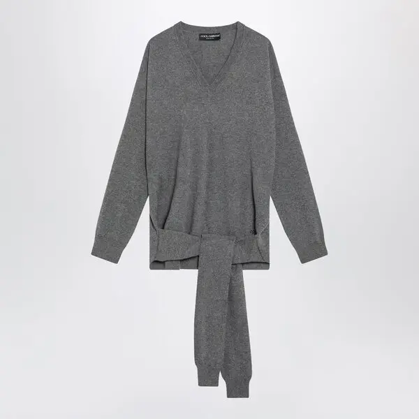 Dolce & Gabbana Cashmere V-neck Sweater - Gray