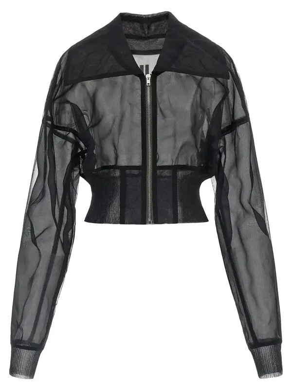 Rick Owens Dracucollar Cropped Bomber Jacket - Black