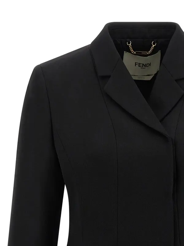 Fendi Grain De Poudre Wool Blazer