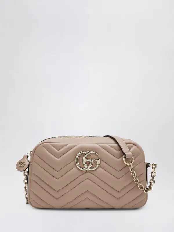 Gucci Gg Marmont Bag In Chevron Nappa Leather - Cream