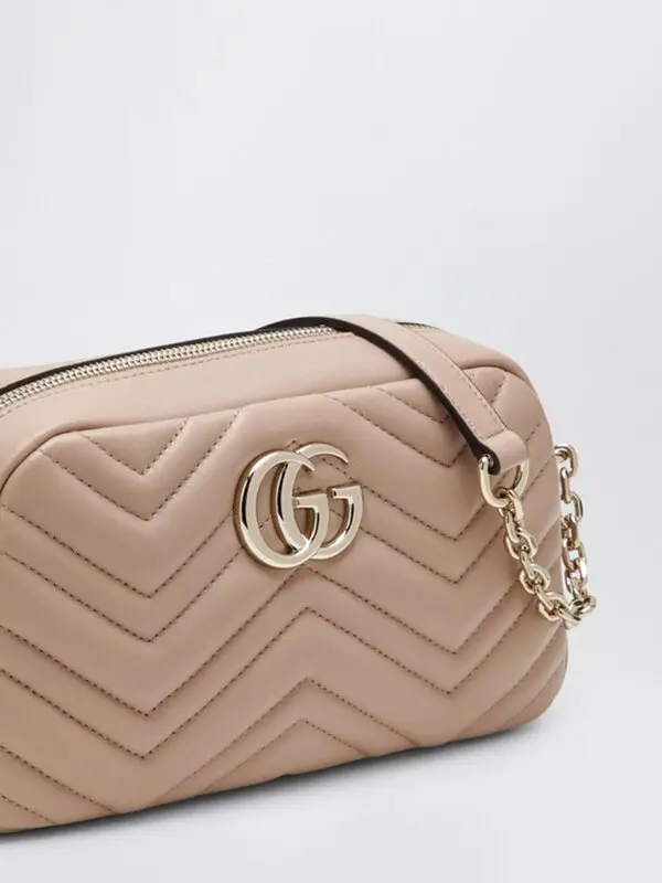 Gucci Gg Marmont Bag In Chevron Nappa Leather - Cream