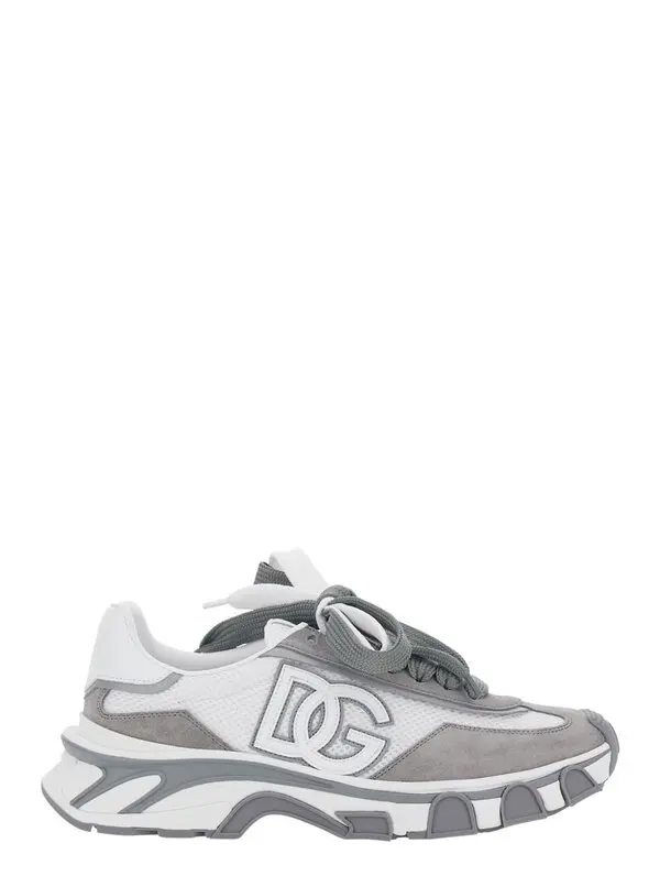 Dolce & Gabbana Coutryroad' Low Top Sneakers Patch Logo On The Tongue And Maxi Logo On The Side In Leather For - Gray