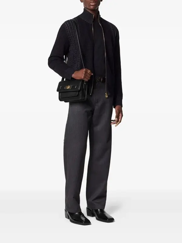 Versace Medusa Zip Up Cardigan - Gray
