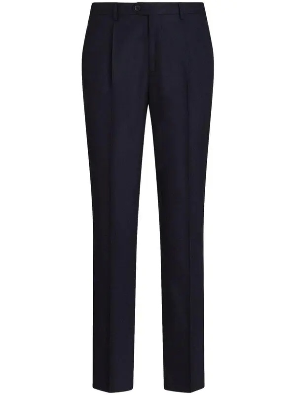 Etro Stretch Wool Pleated Trousers - Blue
