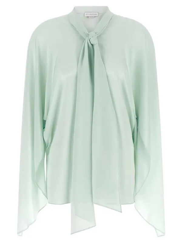 Stella McCartney Silk Lavallière Collar Shirt - Green