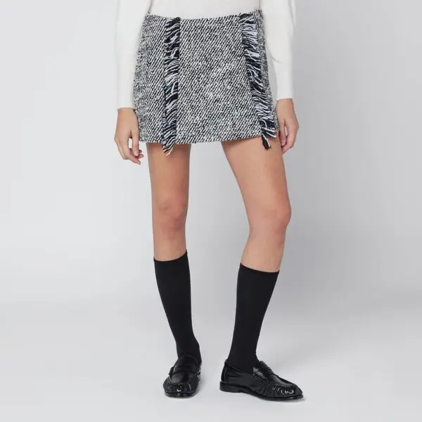 DURAZZI MILANO White Patterned Wool-blend Mini Skirt