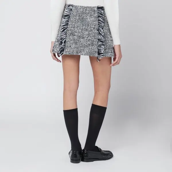 DURAZZI MILANO White Patterned Wool-blend Mini Skirt