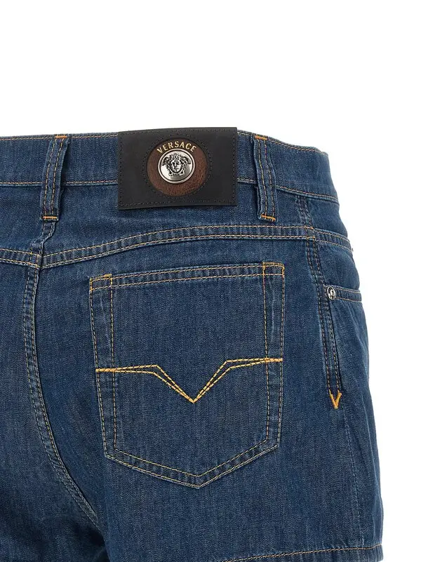 Versace Chambray Denim Shorts - Blue