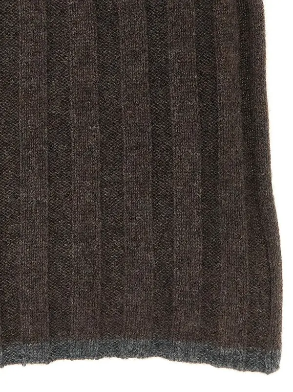 Brunello Cucinelli Ribbed Cashmere Knit Scarf - Brown