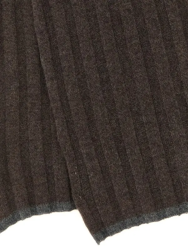 Brunello Cucinelli Ribbed Cashmere Knit Scarf - Brown