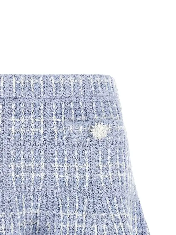 SELF-PORTRAIT Check Knit Mini Skirt - Blue