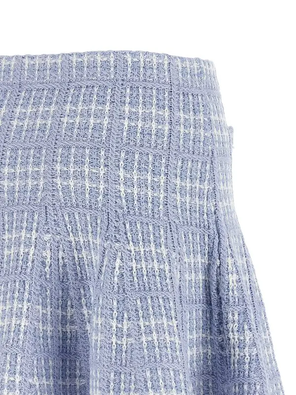SELF-PORTRAIT Check Knit Mini Skirt - Blue