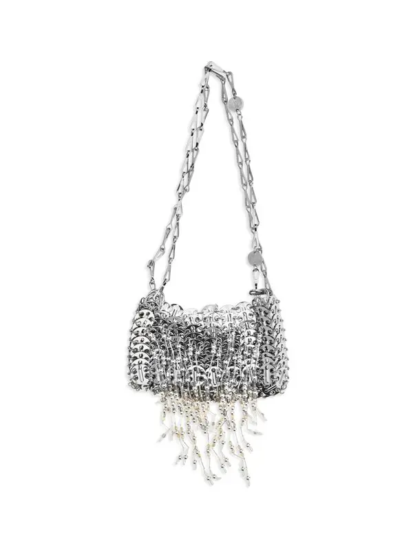 Rabanne Nano 1969 Pearl Fringe Shoulder Bag - Silver