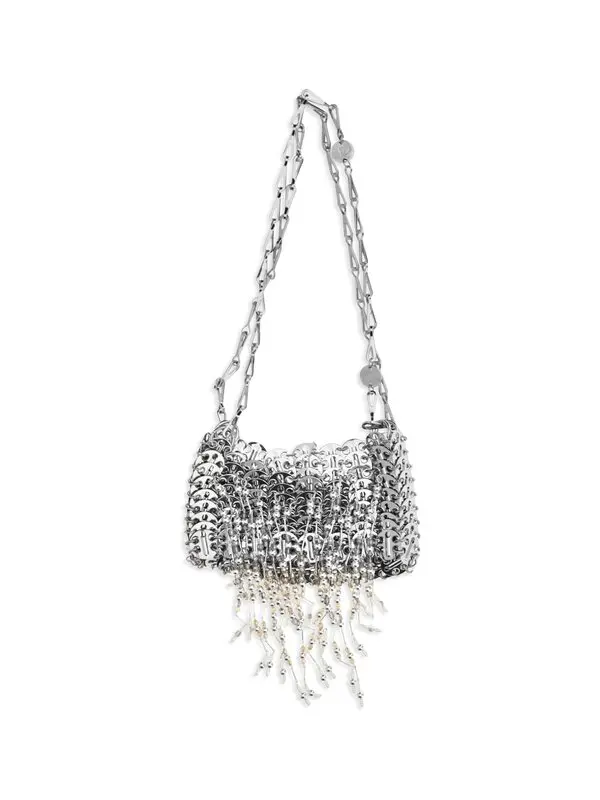Rabanne Nano 1969 Pearl Fringe Shoulder Bag - Silver