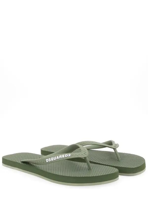 Dsquared2 Rubber Flip Flop Slippers With Logo - Green