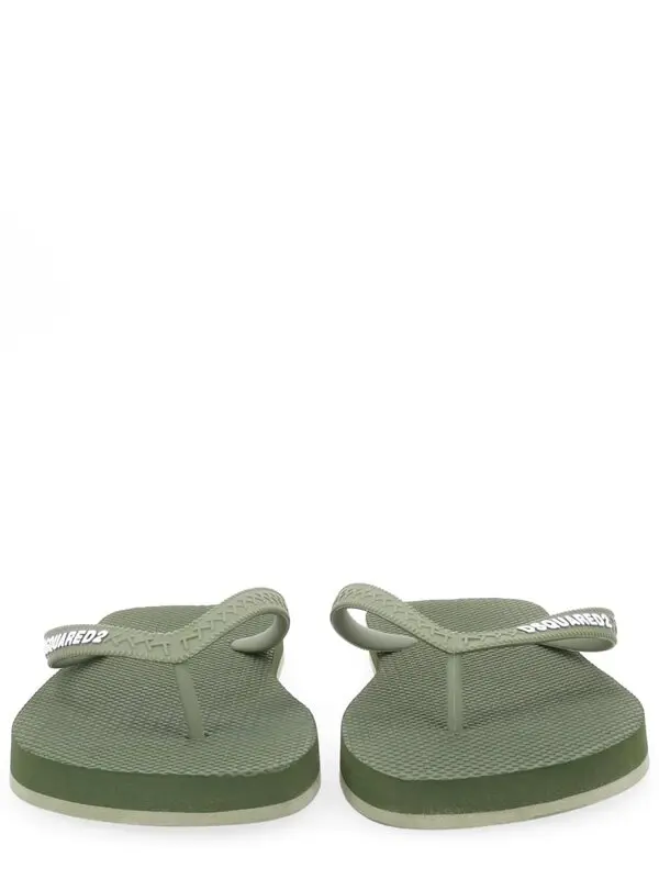 Dsquared2 Rubber Flip Flop Slippers With Logo - Green