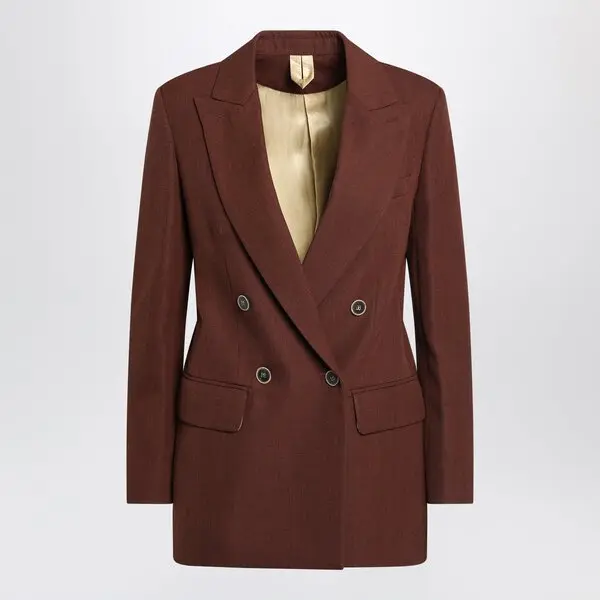 Max Mara Earth-tone Jacket In Wool Grain De Poudre