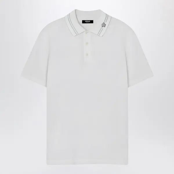 Versace Polo Shirt With Medusa Embroidery - White