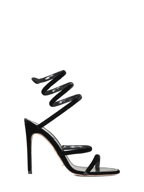 Rene Caovilla Black Velvet Cleo 105 Sandals - Multicolor
