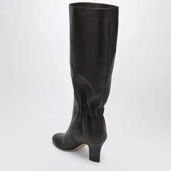 FERRAGAMO Ruched Boots In Dark Leather