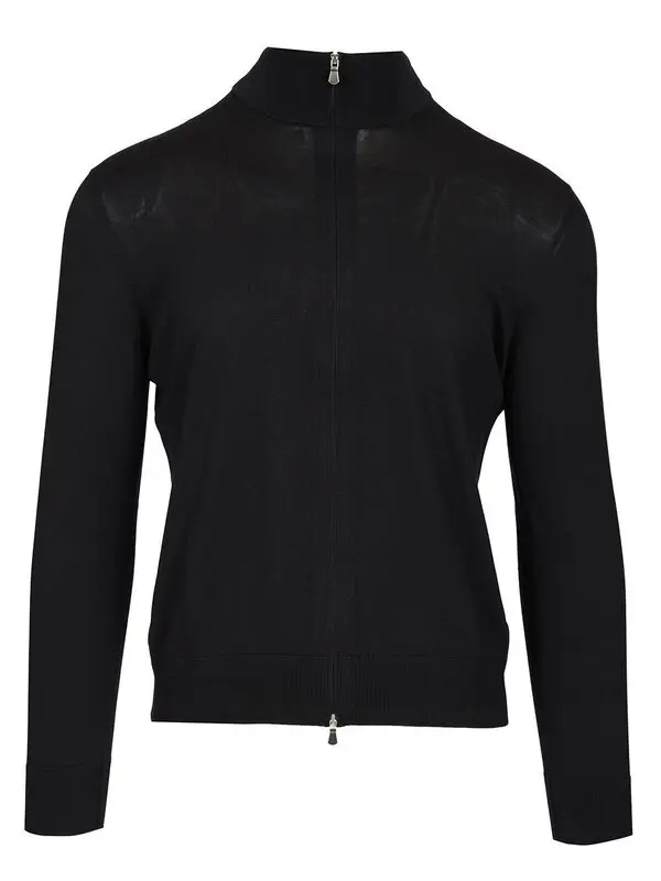 Tagliatore Cotton And Silk High Neck Zip Sweater