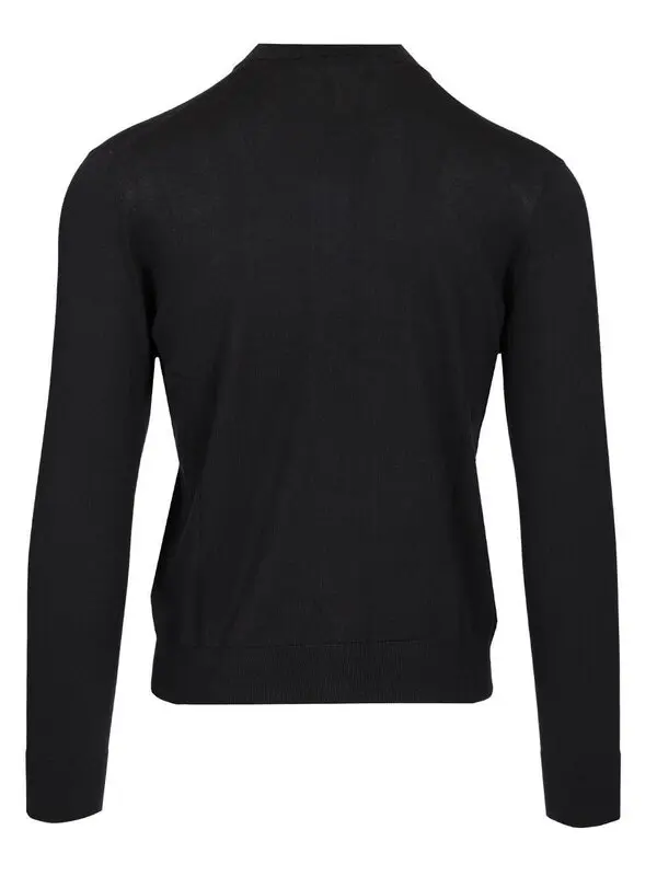 Tagliatore Cotton And Silk High Neck Zip Sweater - Blue