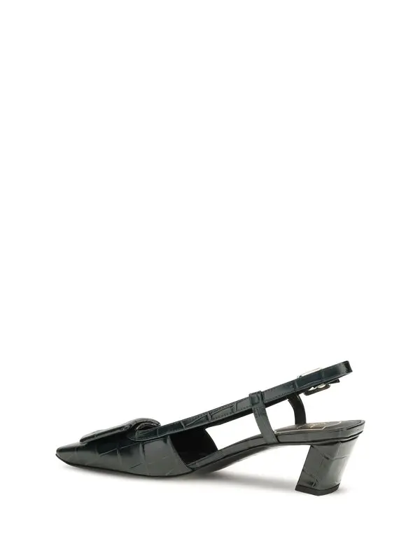 ROGER VIVIER Belle Vivier Croc-effect Slingback Pumps