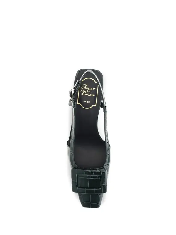 ROGER VIVIER Belle Vivier Croc-effect Slingback Pumps