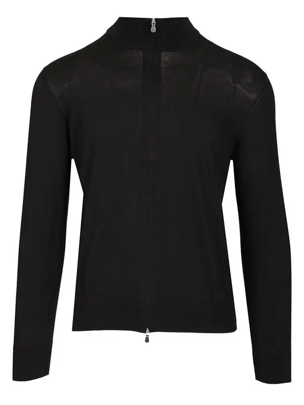 Tagliatore Cotton And Silk High Neck Zip Sweater