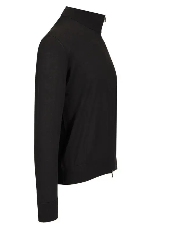 Tagliatore Cotton And Silk High Neck Zip Sweater