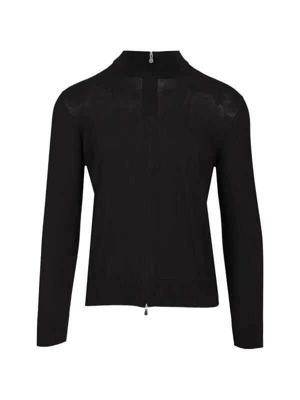 Tagliatore Cotton And Silk High Neck Zip Sweater