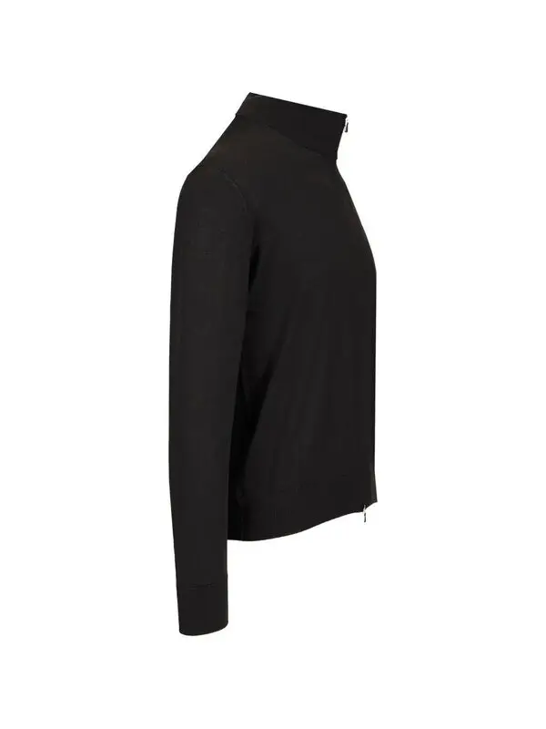 Tagliatore Cotton And Silk High Neck Zip Sweater