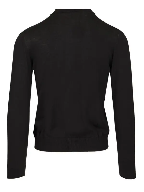 Tagliatore Cotton And Silk High Neck Zip Sweater - Black