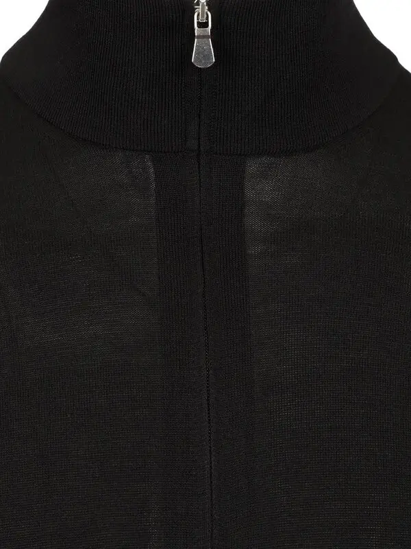Tagliatore Cotton And Silk High Neck Zip Sweater - Black