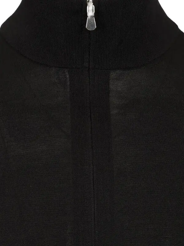Tagliatore Cotton And Silk High Neck Zip Sweater - Black