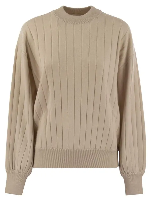 Brunello Cucinelli Cashmere V-neck Sweater With Necklace - Cream