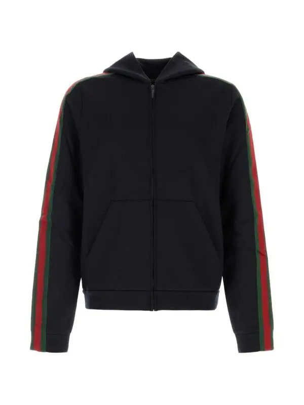 Gucci Cotton And Silk Hoodie With Web Detail - Multicolor