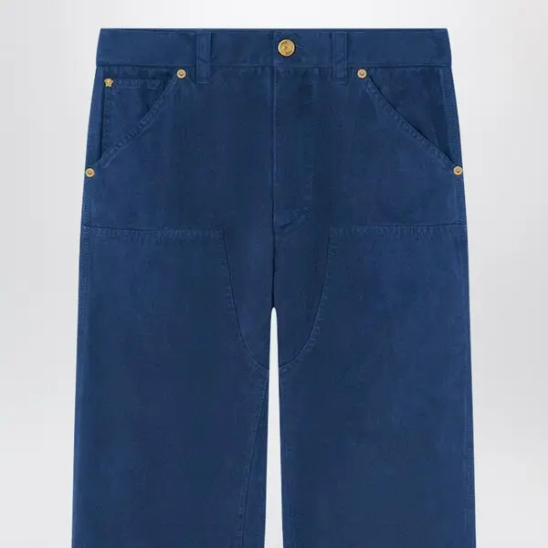Versace Petrol Cotton Carpenter Trousers - Blue