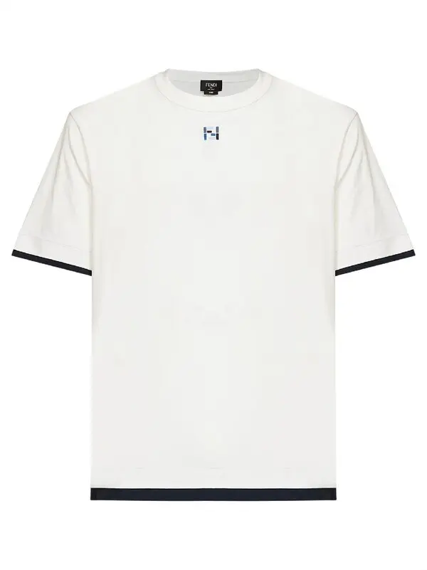 Fendi White Jersey Oversized T-shirt With Contrasting Trims - Multicolor