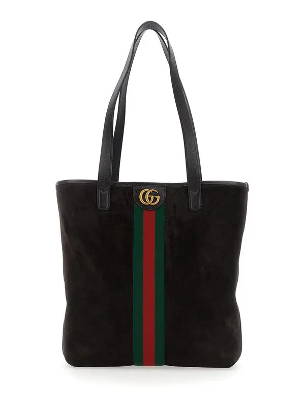 Gucci Ophidia' Shoulder Bag With Gg Plate On The Front And Web Detail In Gg Supreme Fabric And Leather For - Brown
