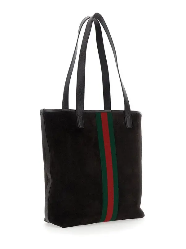 Gucci Ophidia' Shoulder Bag With Gg Plate On The Front And Web Detail In Gg Supreme Fabric And Leather For - Brown