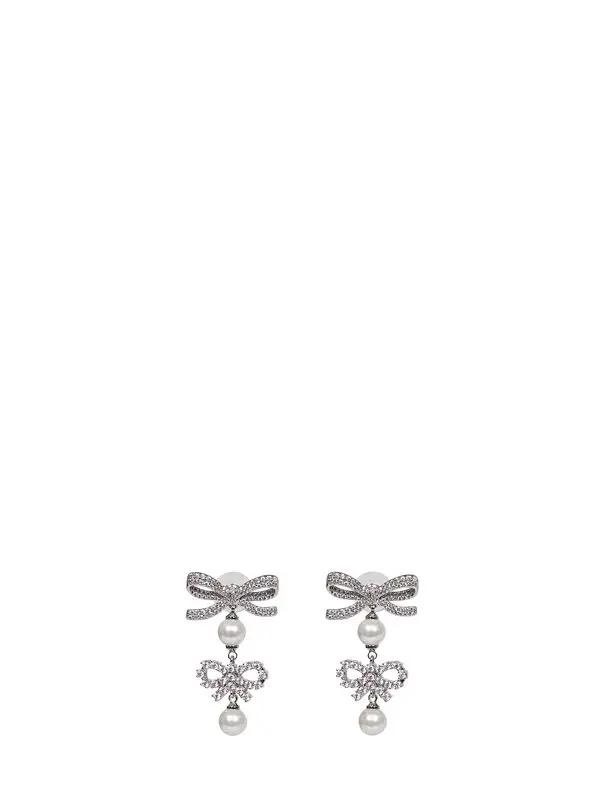 SELF-PORTRAIT Double Bow Pearl Earrings