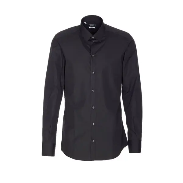 Dolce & Gabbana Stretch Cotton Gold-fit Shirt - Black