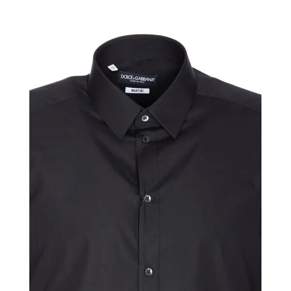 Dolce & Gabbana Stretch Cotton Gold-fit Shirt - Black
