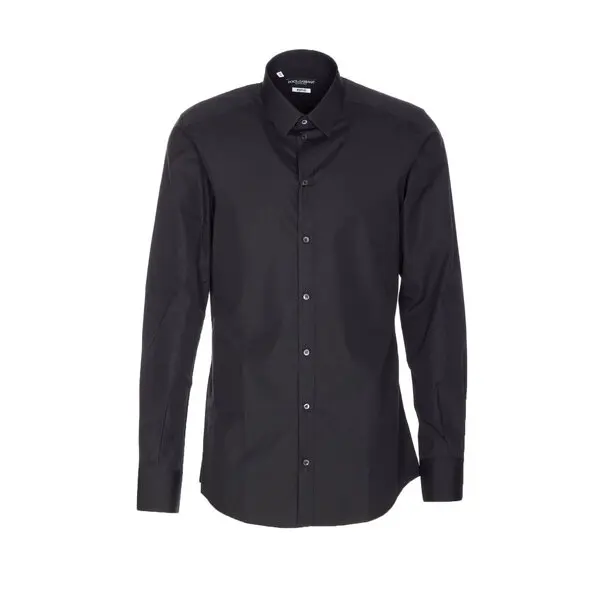 Dolce & Gabbana Stretch Cotton Gold-fit Shirt - Black