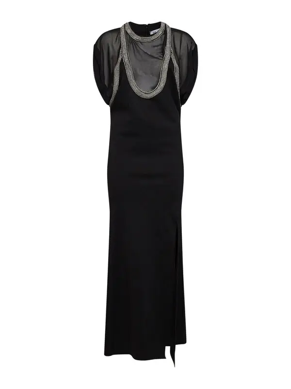 Attico Black Stretch Crepe Layered-effect Maxi Dress - Multicolor