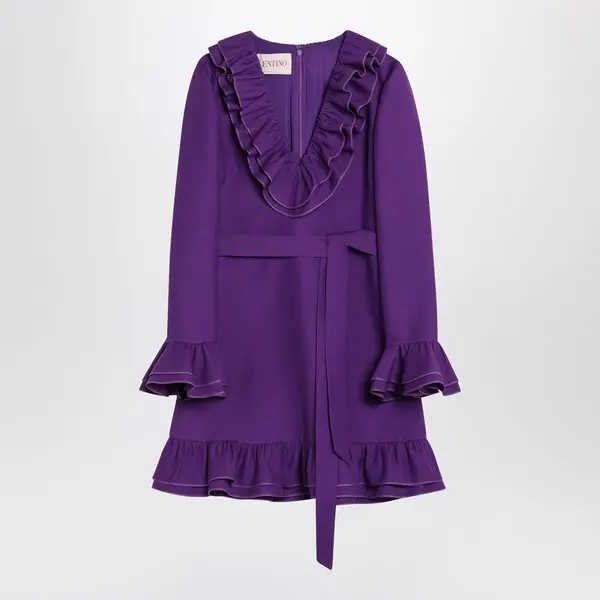 Valentino Garavani Wool And Silk Mini Dress - Purple