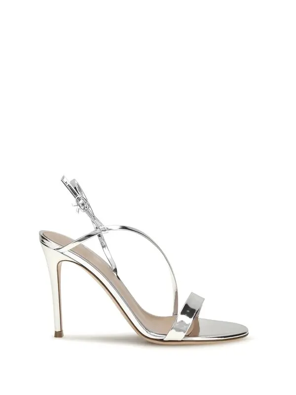GIANVITO ROSSI Manhattan Metallic-effect Leather Sandals - Silver